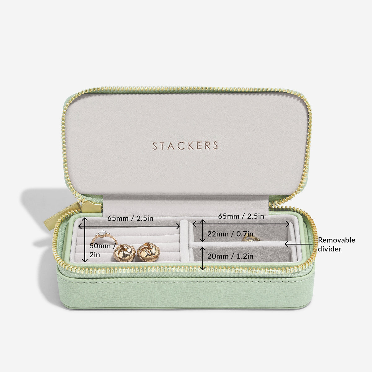 Stackers Sage Green Medium Travel Jewellery Box – STACKERS LONDON