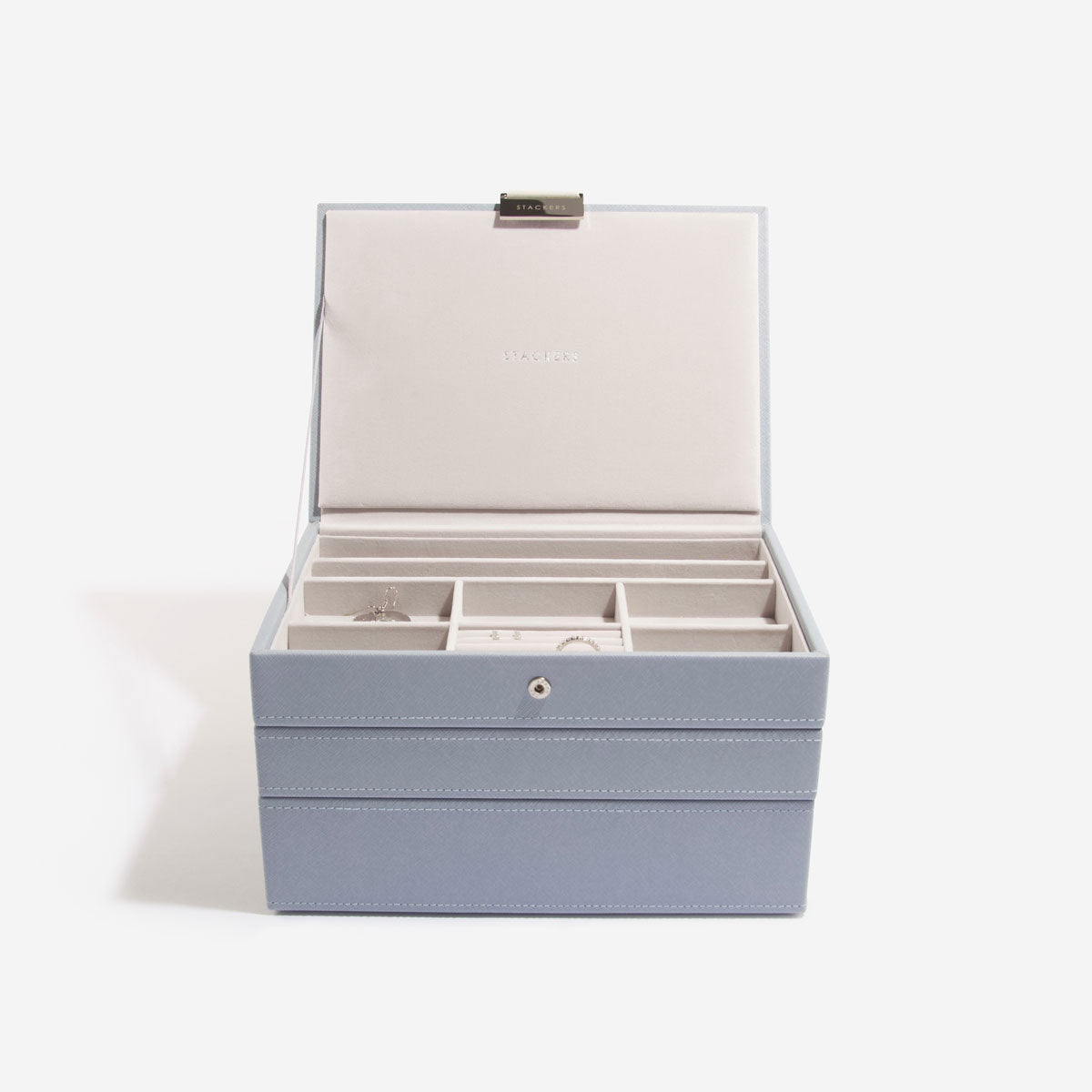 Stackers Dusky Blue Classic Jewellery Box – STACKERS LONDON